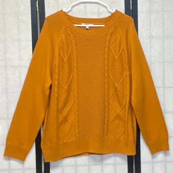 Bass | Sweaters | Long Raglan Sleeve Cable Diamond Front Knit Crew Neck ...